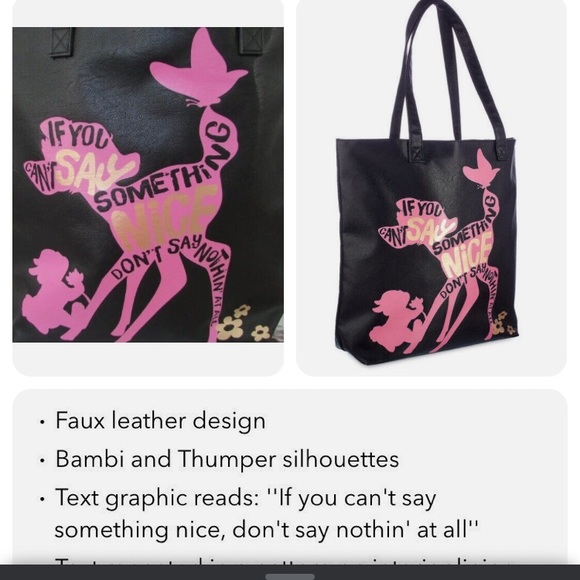 Disney | Bags | Disney Bambi And Thumper Oh My Tote | Poshmark